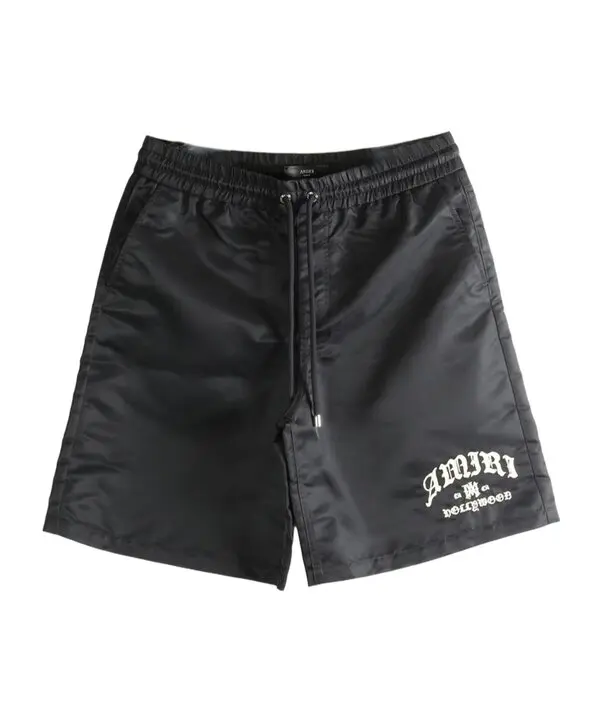 Amiri Drawstring Shorts With English Lettering - Black