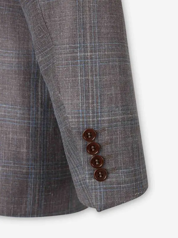 Canali Check-pattern Blazer - Gray
