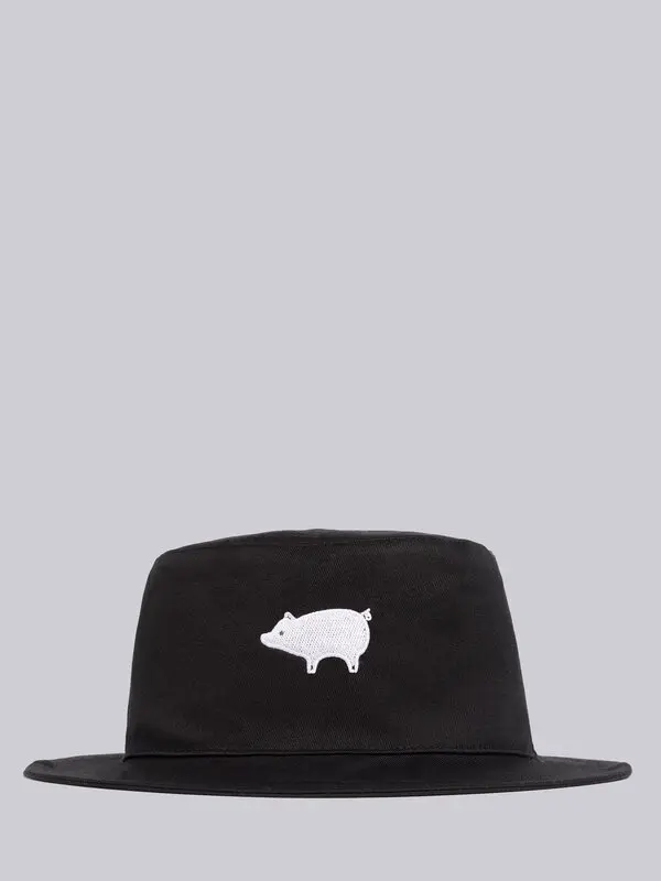 Thom Browne Icon Embroidered Bucket Hat - Black