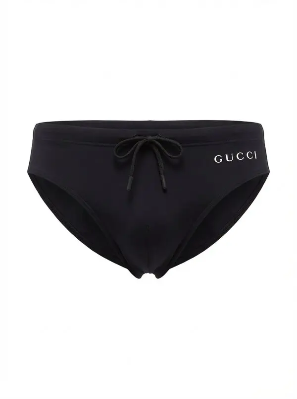Gucci Logo Print Swim Briefs - Navy Blue