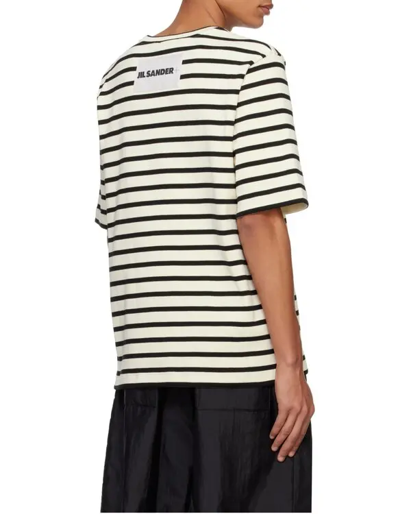 JIL SANDER Striped Crewneck T-shirt - White