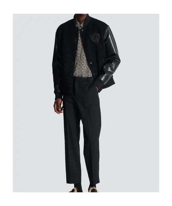 Balmain Press-stud Fastened Varsity Bomber Jacket