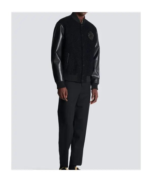Balmain Press-stud Fastened Varsity Bomber Jacket