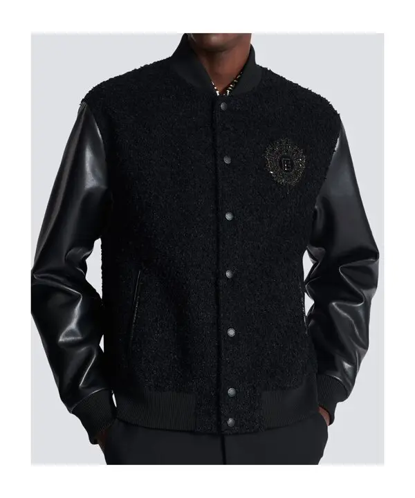 Balmain Press-stud Fastened Varsity Bomber Jacket