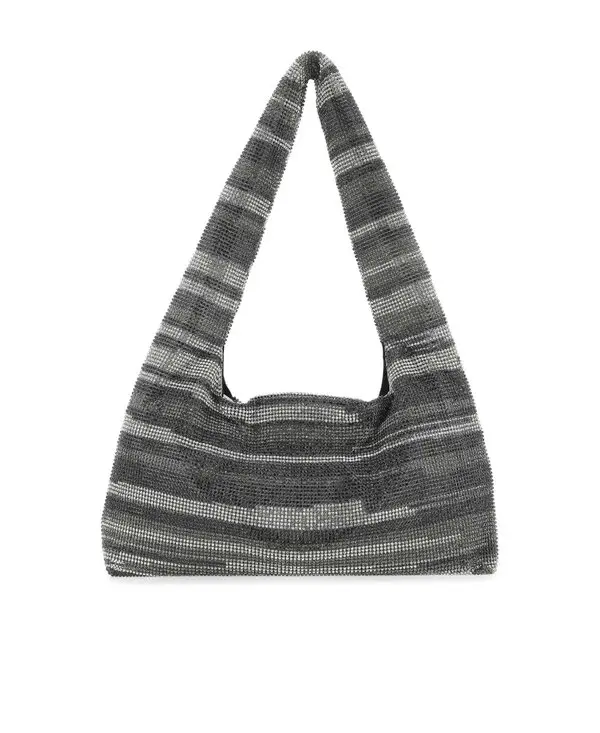 Kara Embellished Mesh Tote Bag - Black