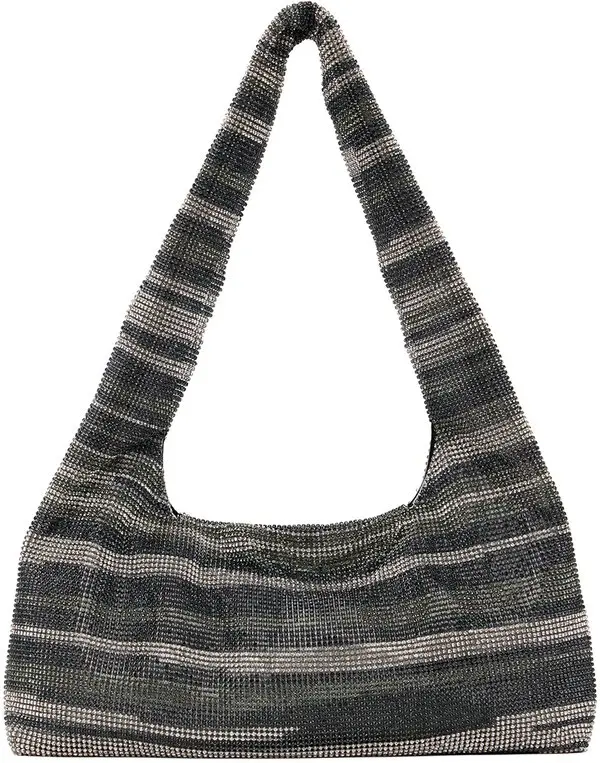 Kara Embellished Mesh Tote Bag - Black