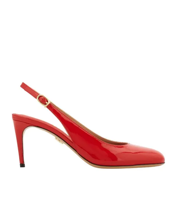 FERRAGAMO Patent Calfskin Slingback Heels - Flame Red
