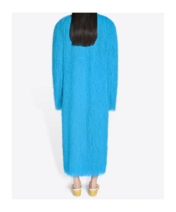 Dries Van Noten Fringed V-neck Coat - Turquoise