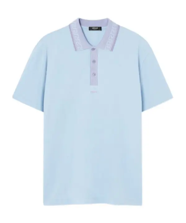 Versace Greca-collar Short-sleeved Polo Shirt