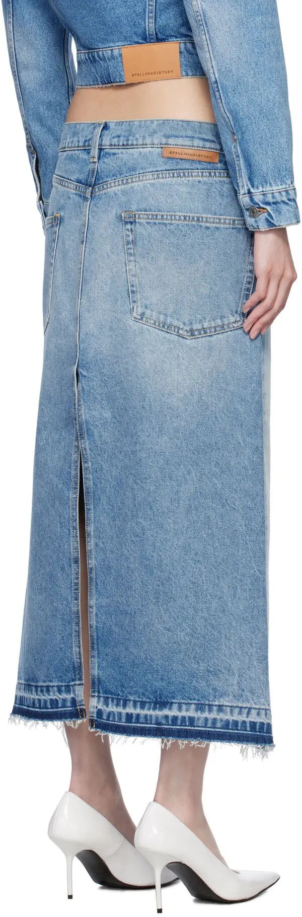 Stella McCartney Contrast Panel Denim Midi Skirt