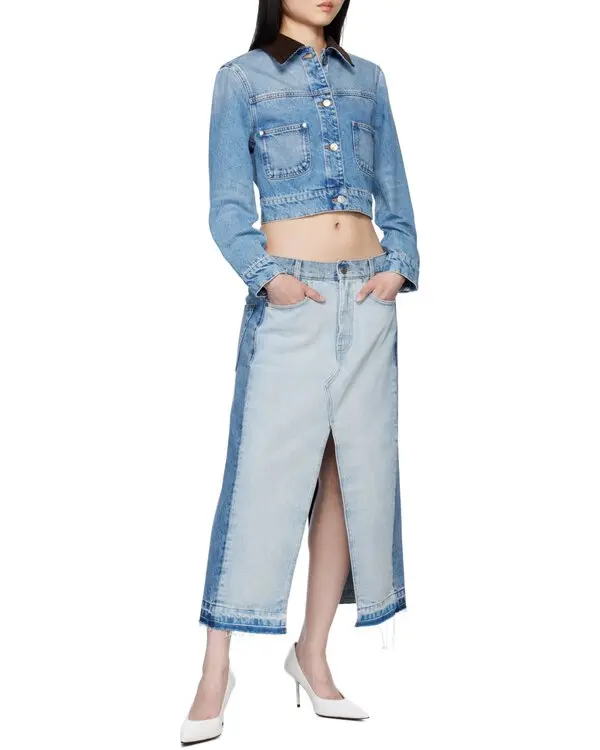 Stella McCartney Contrast Panel Denim Midi Skirt