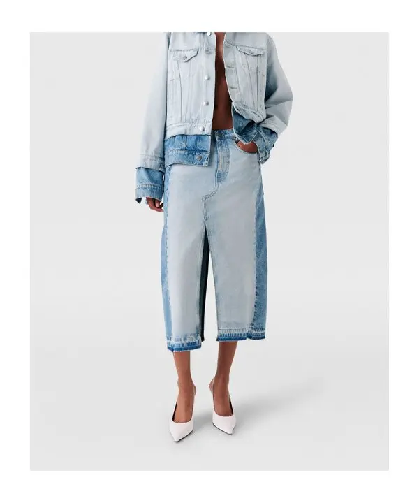 Stella McCartney Contrast Panel Denim Midi Skirt