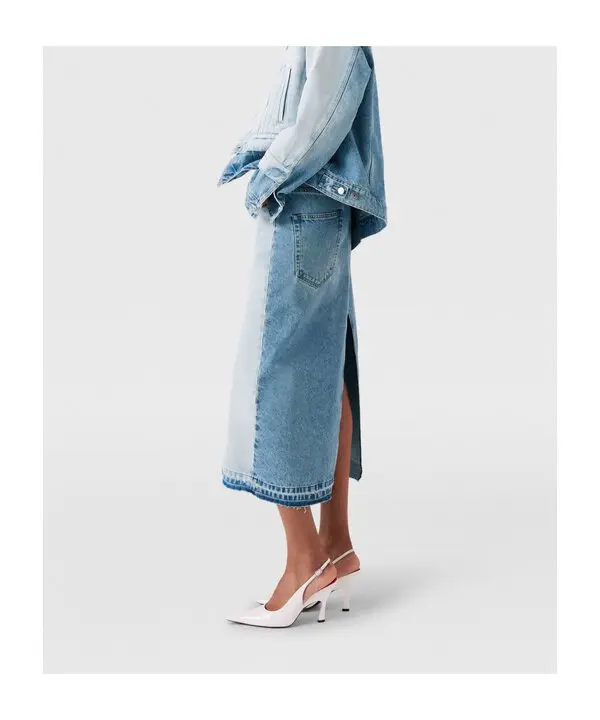 Stella McCartney Contrast Panel Denim Midi Skirt