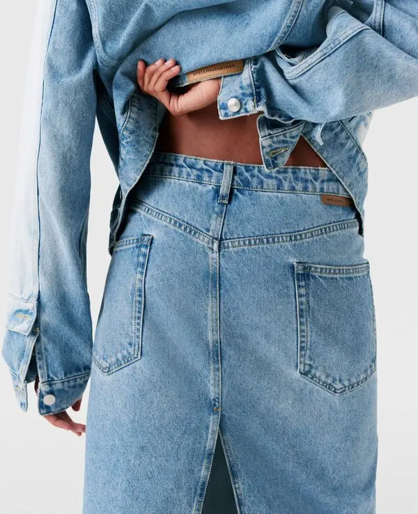 Stella McCartney Contrast Panel Denim Midi Skirt
