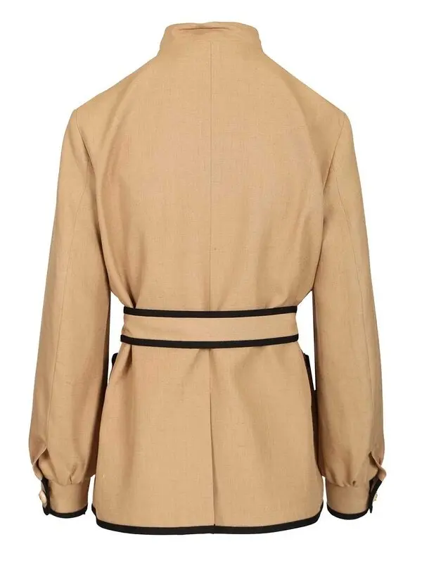 Valentino Garavani Belted Button-up Jacket With High Collar - No