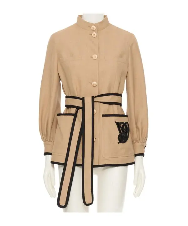 Valentino Garavani Belted Button-up Jacket With High Collar - Nude