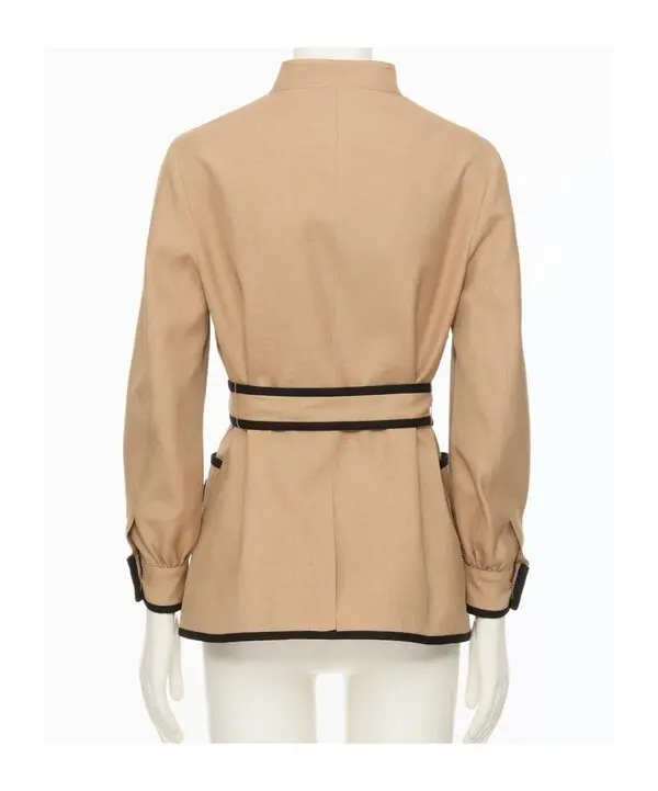 Valentino Garavani Belted Button-up Jacket With High Collar - Nude