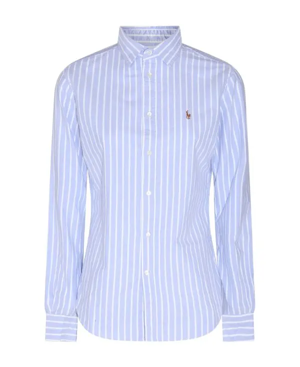 Polo Ralph Lauren Classic Fit Oxford Shirt With Vertical Stripes And Pony Logo - Blue