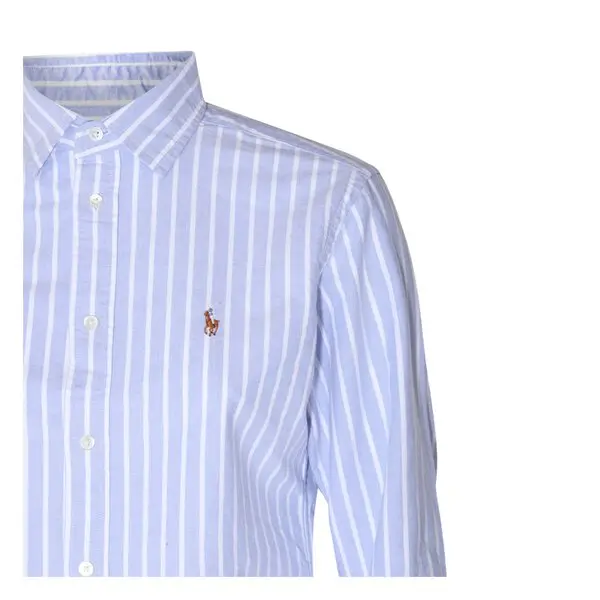Polo Ralph Lauren Classic Fit Oxford Shirt With Vertical Stripes And Pony Logo - Blue