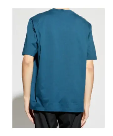 Versace Logo Embroidered Crewneck T-shirt - Blue
