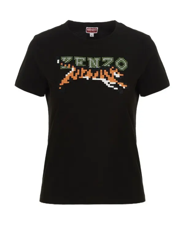 Kenzo Tiger Motif Embroidered Crewneck T-shirt