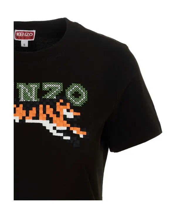 Kenzo Tiger Motif Embroidered Crewneck T-shirt