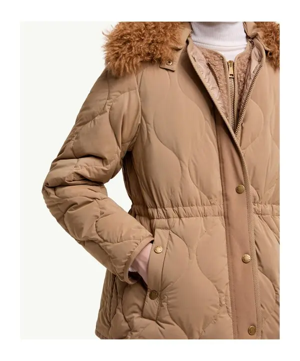 Moncler Quintin 3-in-1 Shearling-trimmed Short Quilted Jacket - Beige