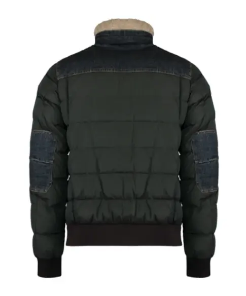 MOORER Horst Down Bomber Jacket With Denim Trim - Black