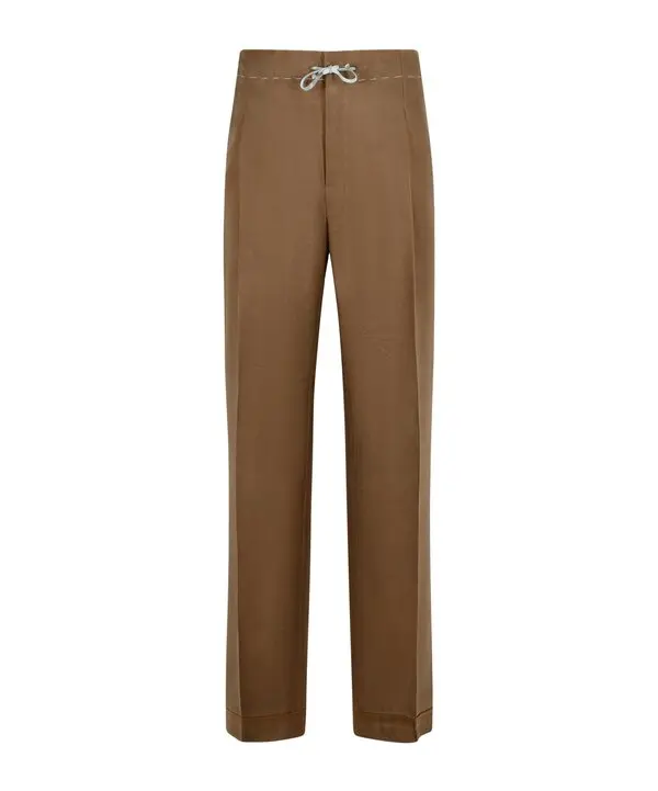 MAISON MARGIELA Drawstring Pleated Trousers - Brown