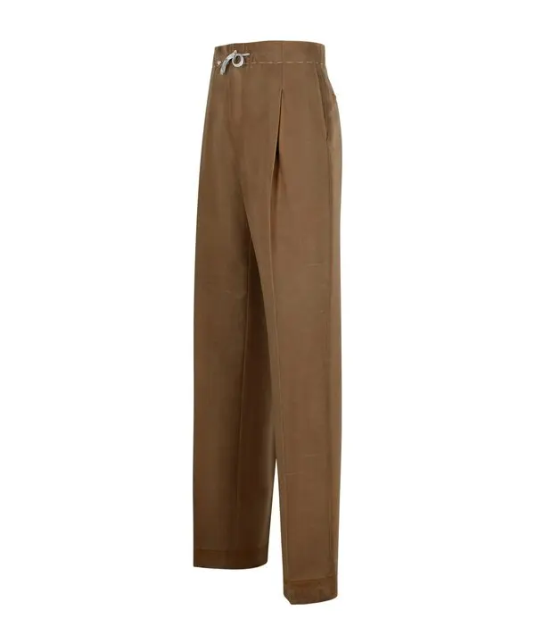 MAISON MARGIELA Drawstring Pleated Trousers - Brown