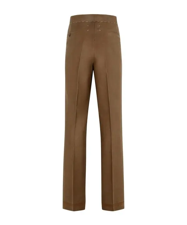 MAISON MARGIELA Drawstring Pleated Trousers - Brown