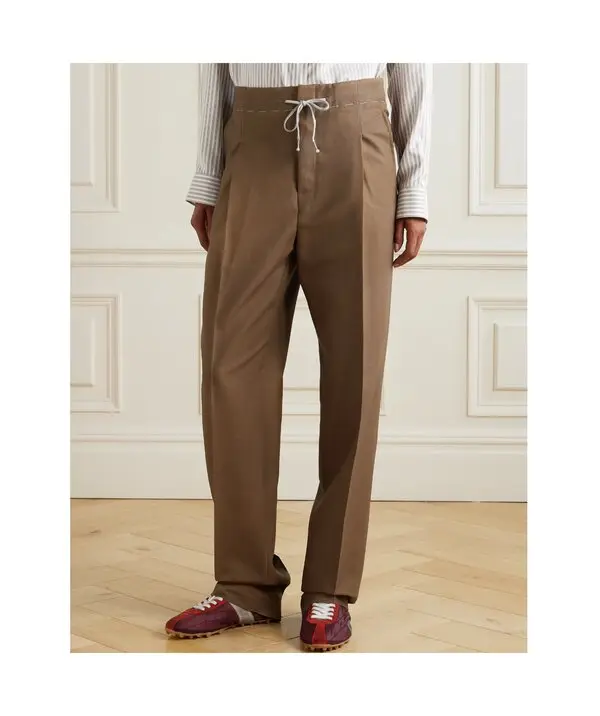 MAISON MARGIELA Drawstring Pleated Trousers - Brown