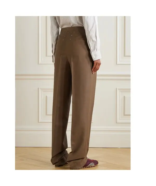 MAISON MARGIELA Drawstring Pleated Trousers - Brown