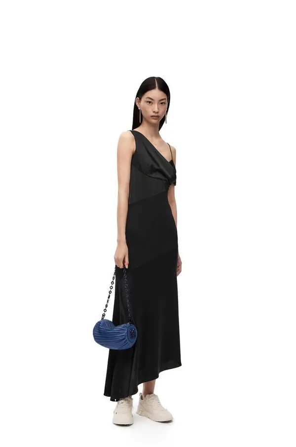 Loewe Asymmetrical Draped Dress In Satin And Crepe Jersey