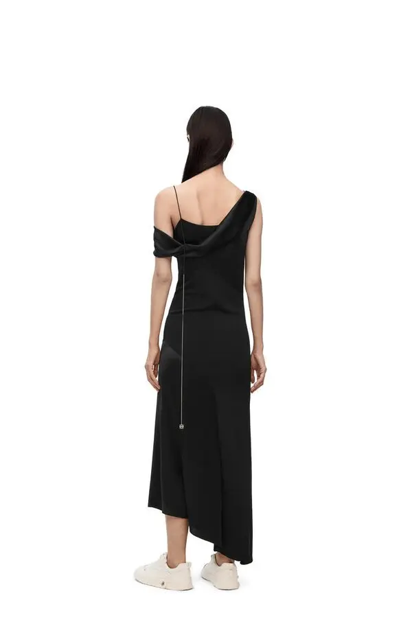 Loewe Asymmetrical Draped Dress In Satin And Crepe Jersey