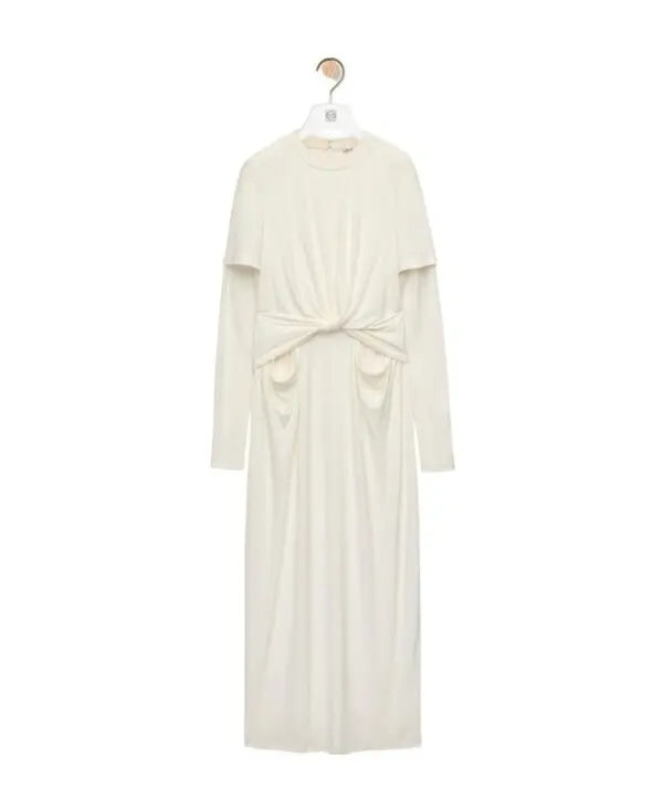 Loewe Draped Dress In Crepe Jersey - White