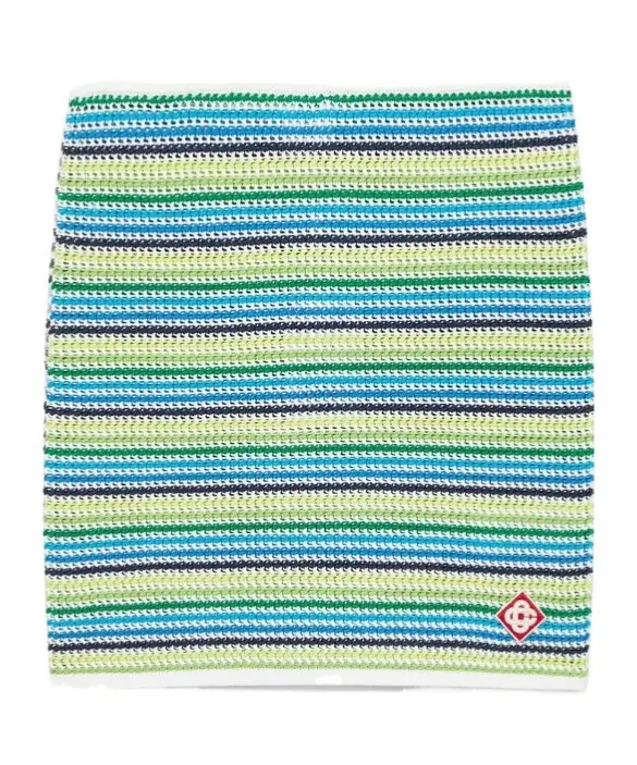 Casablanca Striped Knitted Mini Skirt With Logo Detail