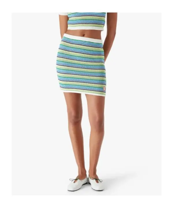 Casablanca Striped Knitted Mini Skirt With Logo Detail