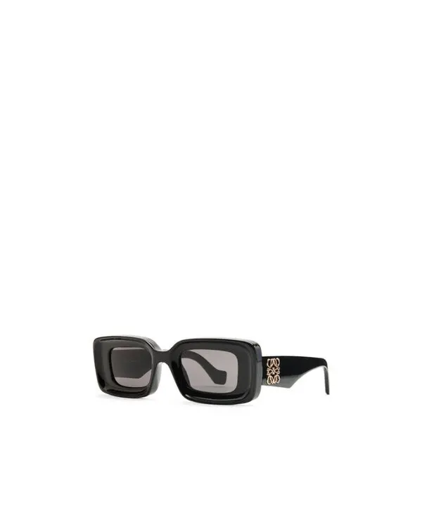 Loewe Square Frame Sunglasses With Gold Anagram Detail - Black