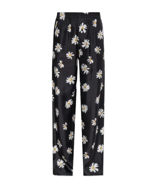 Moschino Daisy Printed Elastic Waist Pants - Black