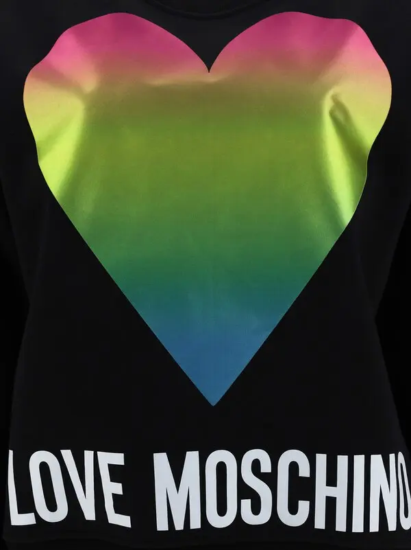 Moschino Rainbow Heart Print Cotton Sweatshirt