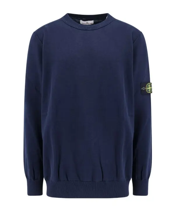 Stone Island Compass Patch Crewneck Jumper - Blue