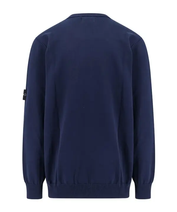 Stone Island Compass Patch Crewneck Jumper - Blue
