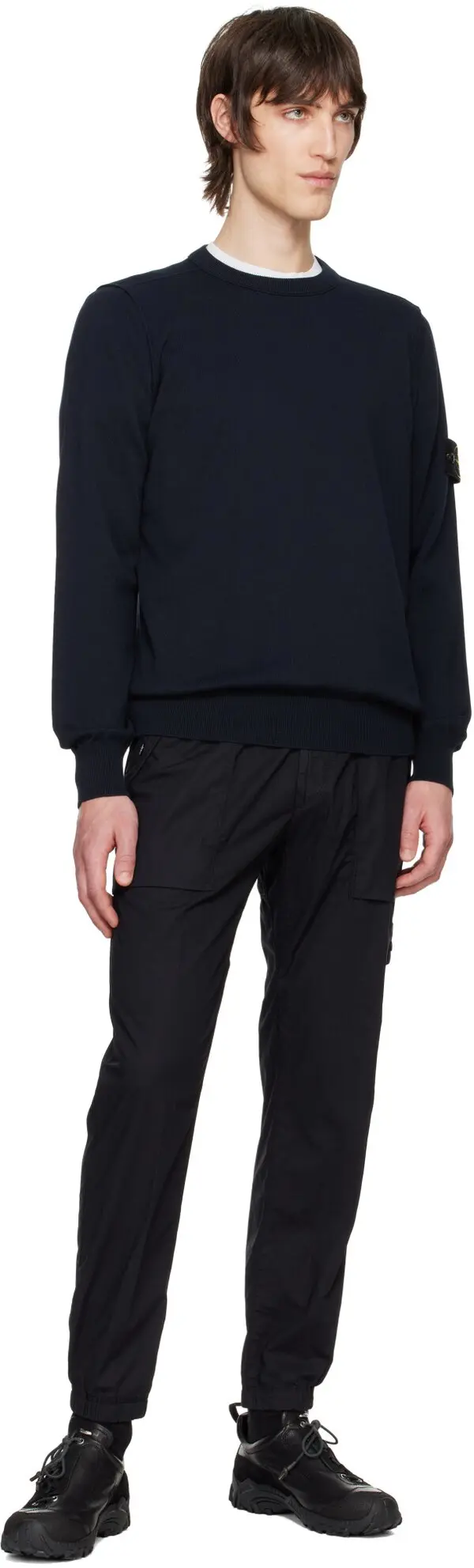Stone Island Compass Patch Crewneck Jumper - Blue
