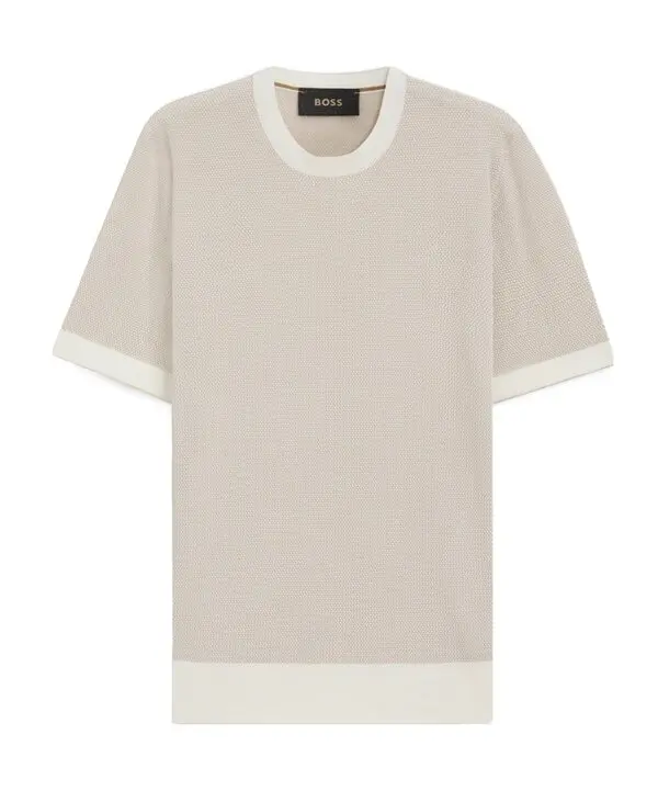 Hugo Boss Boss Textured Short-sleeve Knitted Sweater - Light Beige