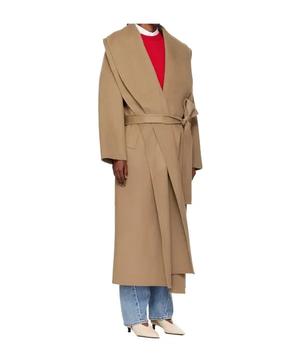 RÓHE Long Sleeve Shawl Collar Belted Coat