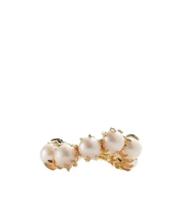 Bottega Veneta Logo Ball Ring With Pearls - Yellow