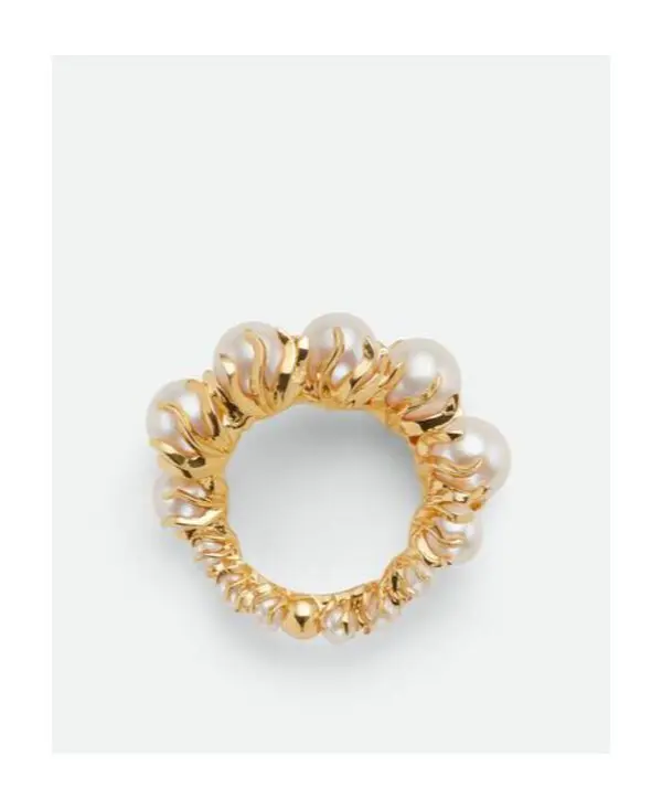 Bottega Veneta Logo Ball Ring With Pearls