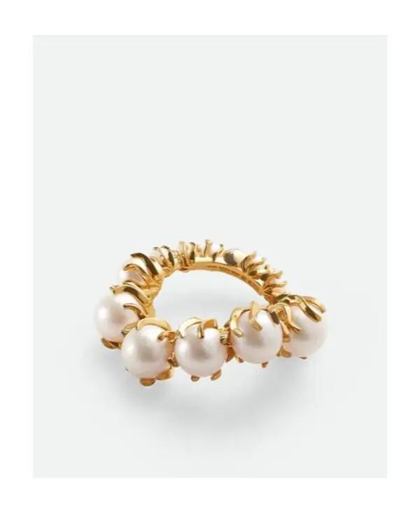 Bottega Veneta Logo Ball Ring With Pearls