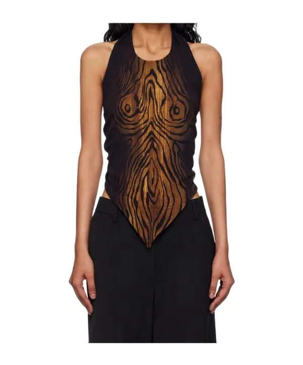 JEAN PAUL GAULTIER Graphic Print Halterneck Top